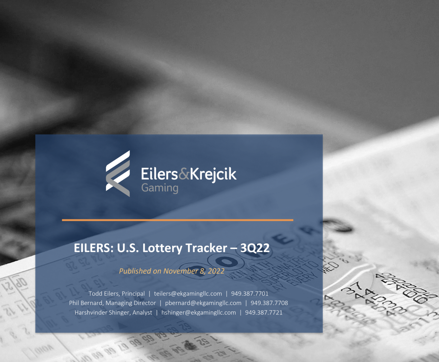 EILERS: U.S. Lottery Tracker - 3Q22 - Eilers & Krejcik Gaming